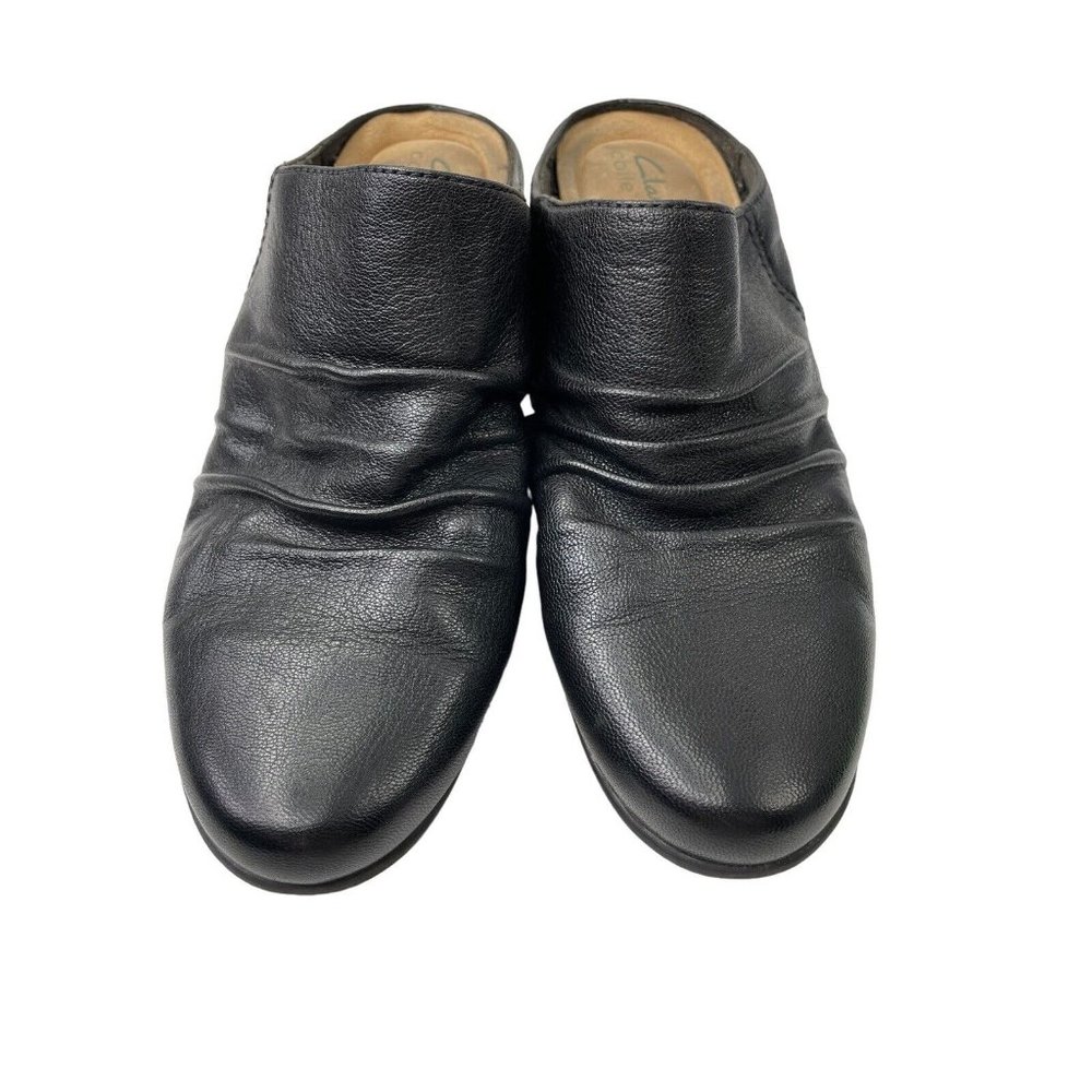 Clarks Women's Emily Charm Black Leather Heeled Mules… - Gem